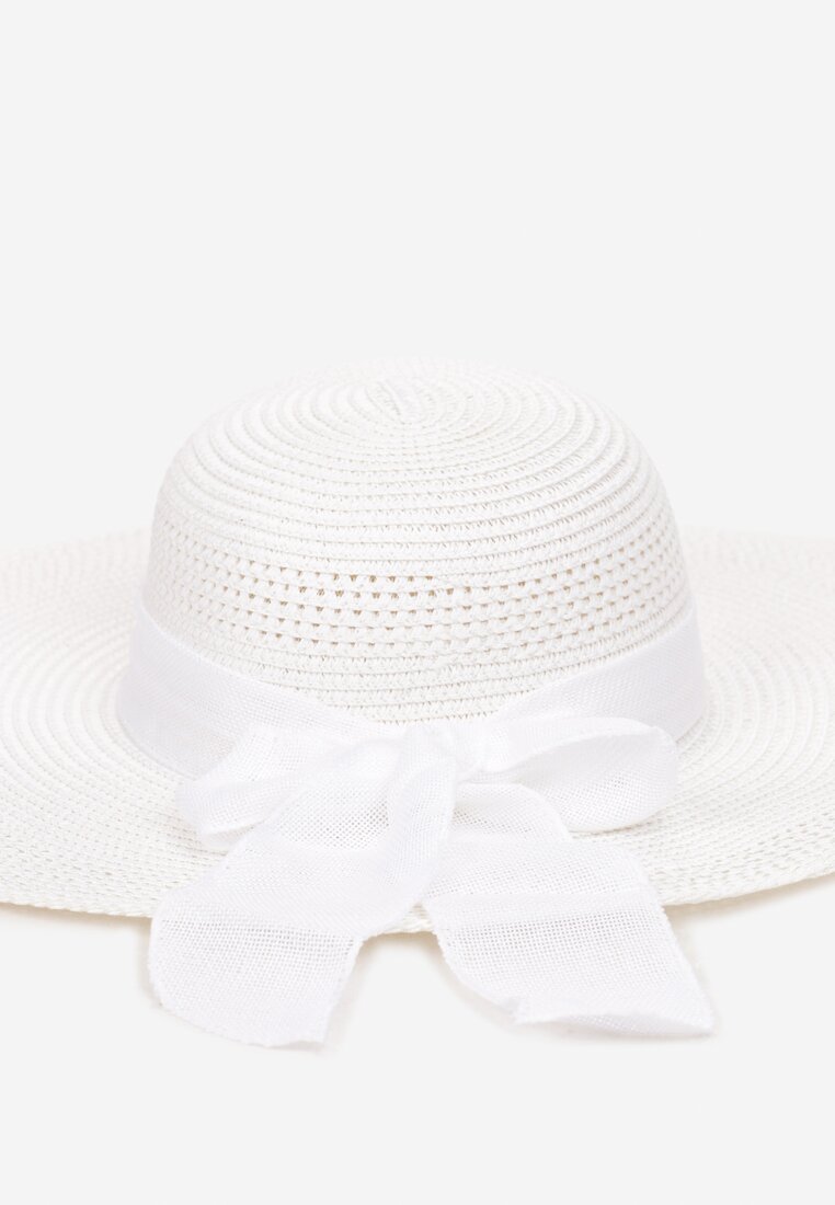 Biały Kapelusz z Szerokim Rondem i Kokardą Jekeli - Born2be